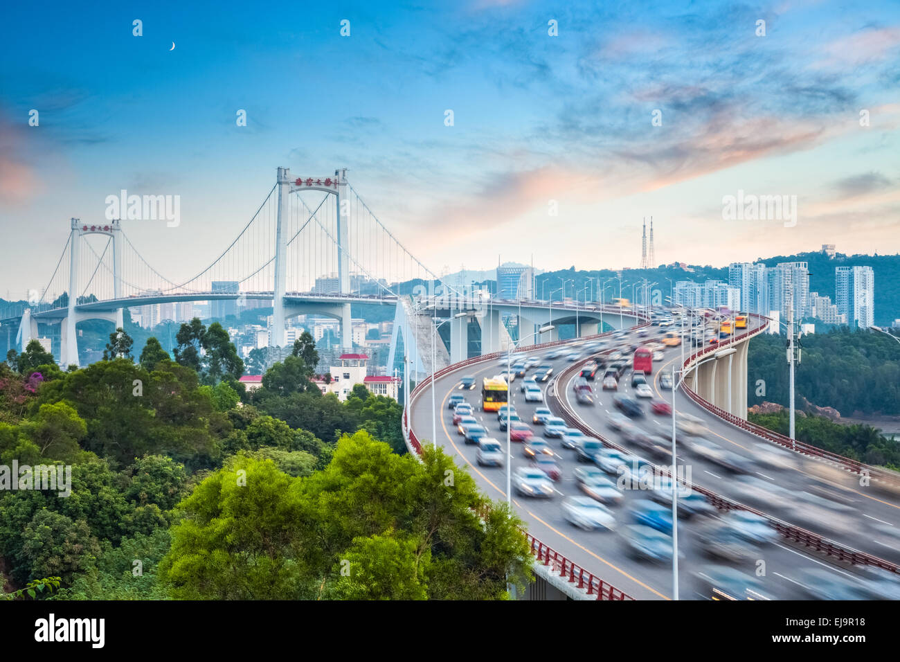 beautiful xiamen haicang bridge in sunset Stock Photo - Alamy