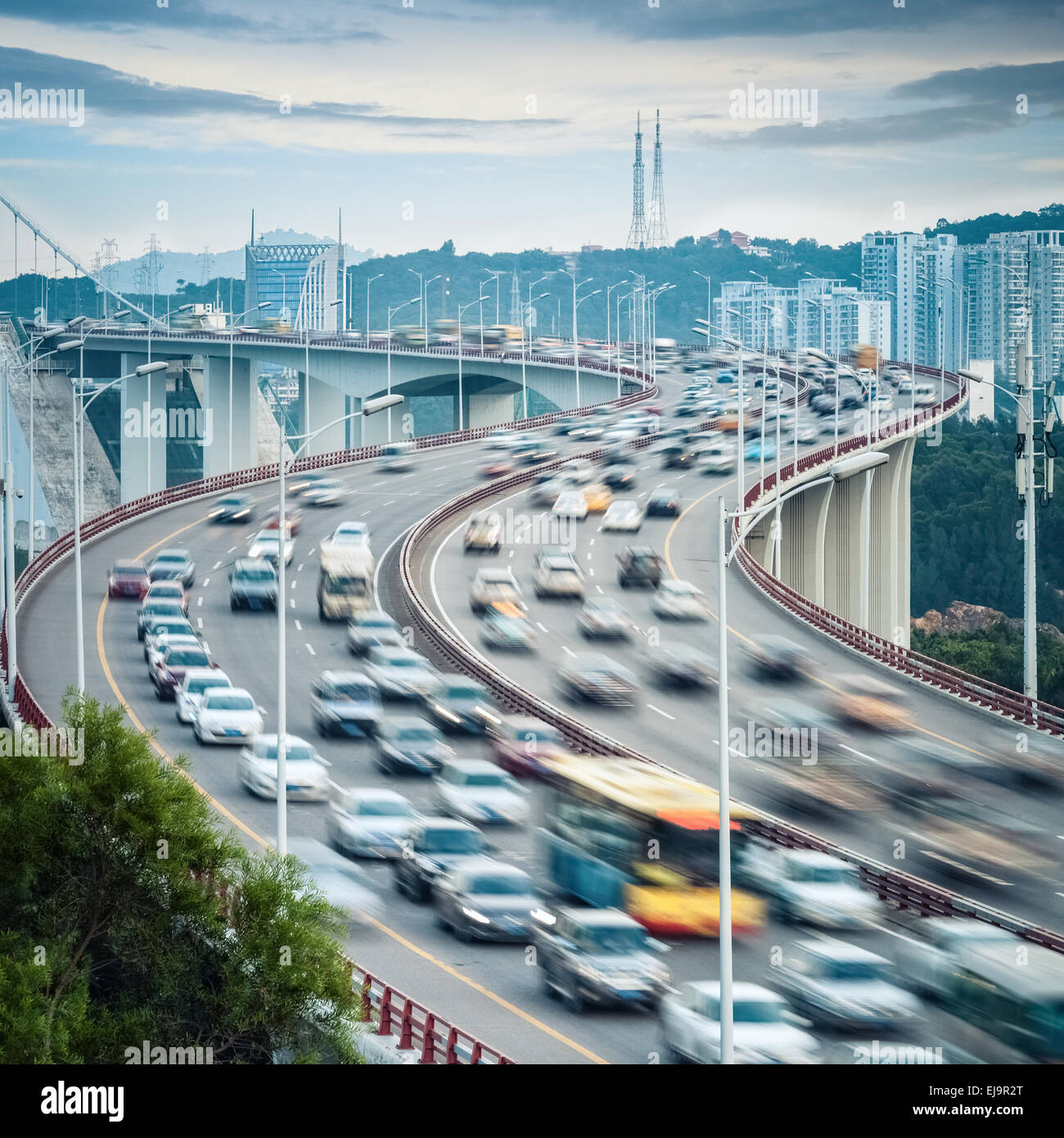 xiamen haicang bridge at dusk closeup Stock Photo - Alamy