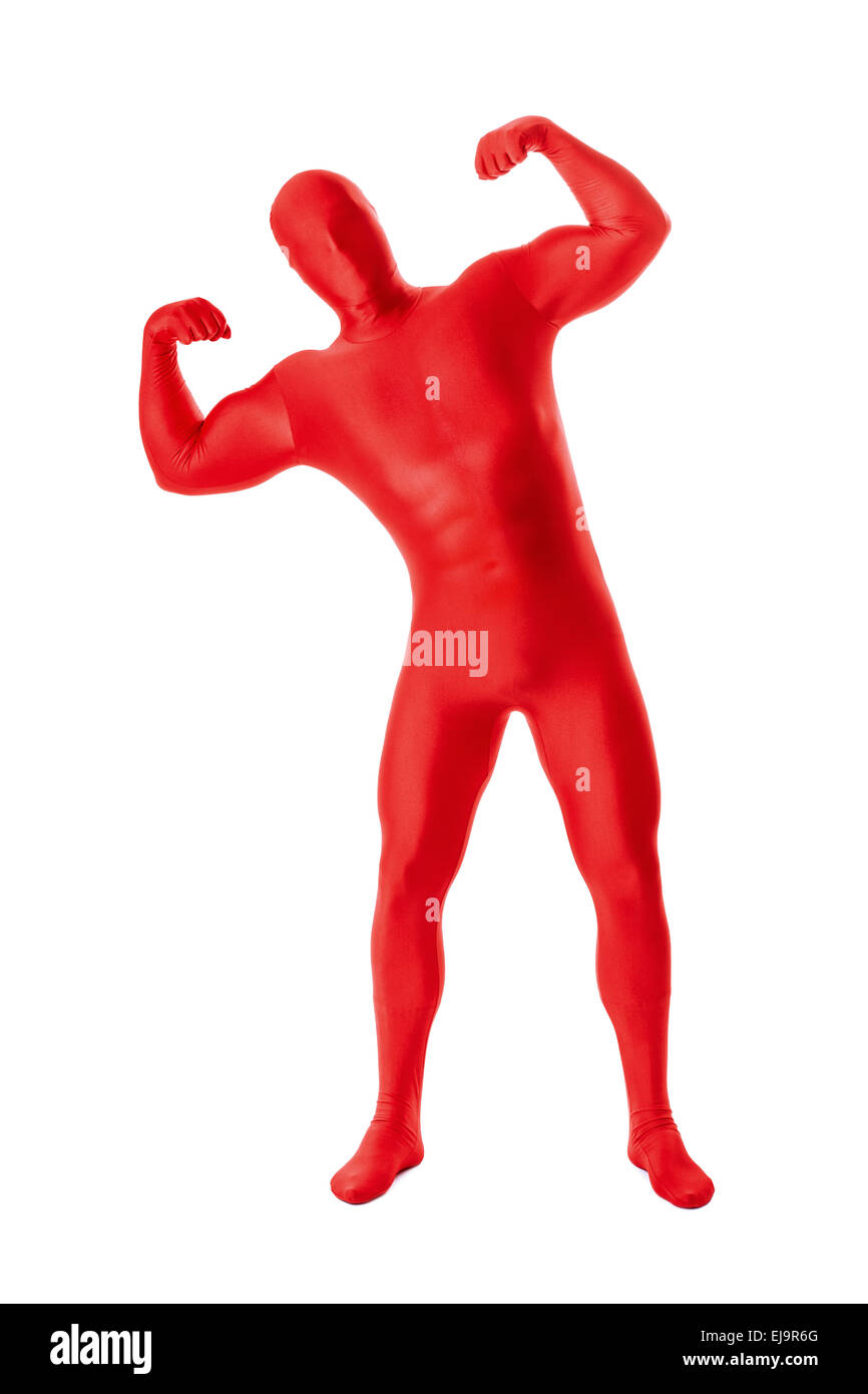 Strong muscular man in red Cut Out Stock Images & Pictures - Alamy