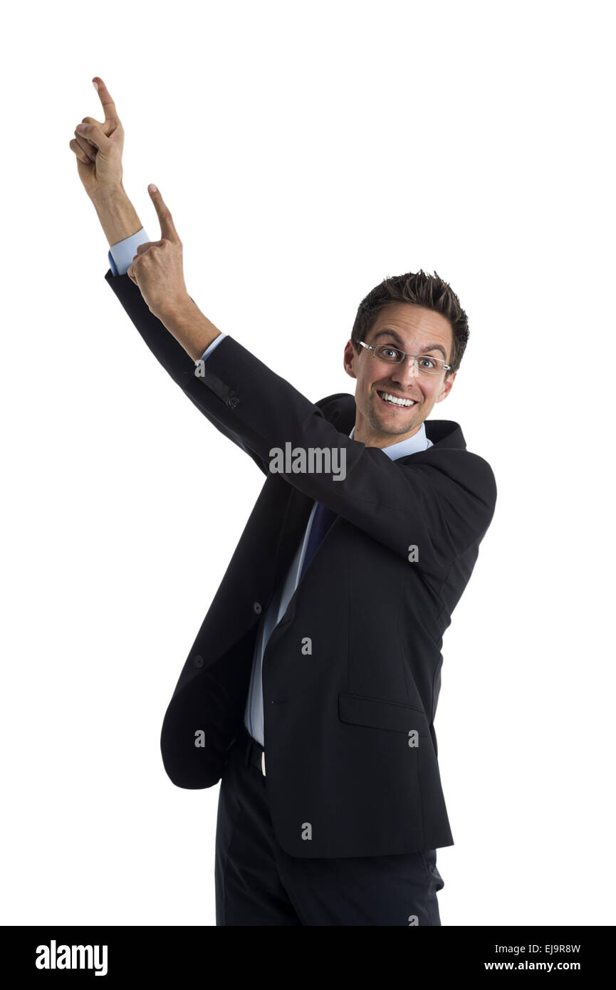Man pointing up Stock Photo - Alamy