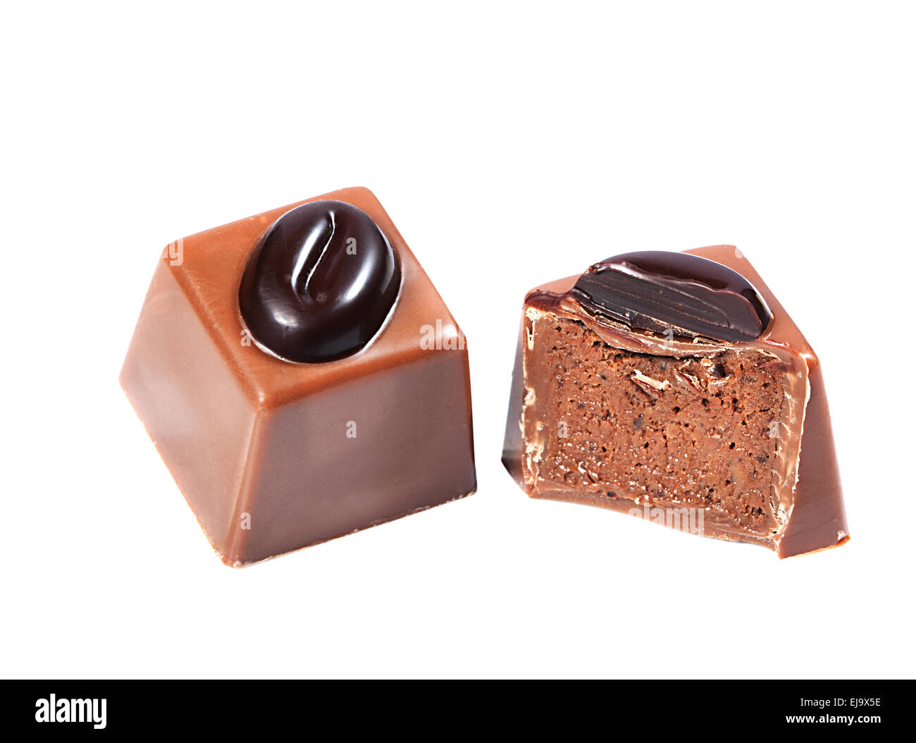 Milk chocolate candy with coffee filling Stock Photo - Alamy