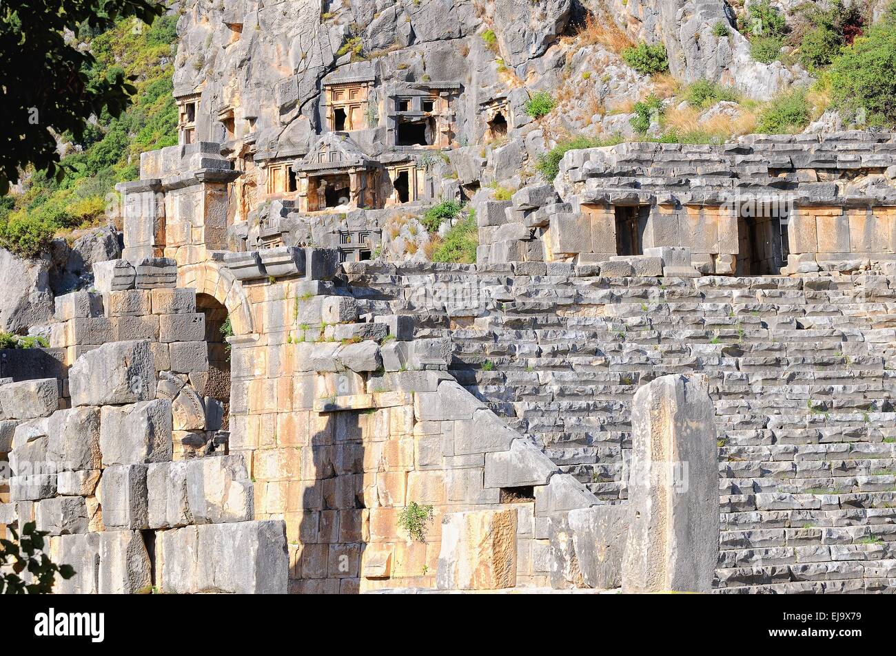 Myra theater and rock tombs Turkey Stock Photo - Alamy