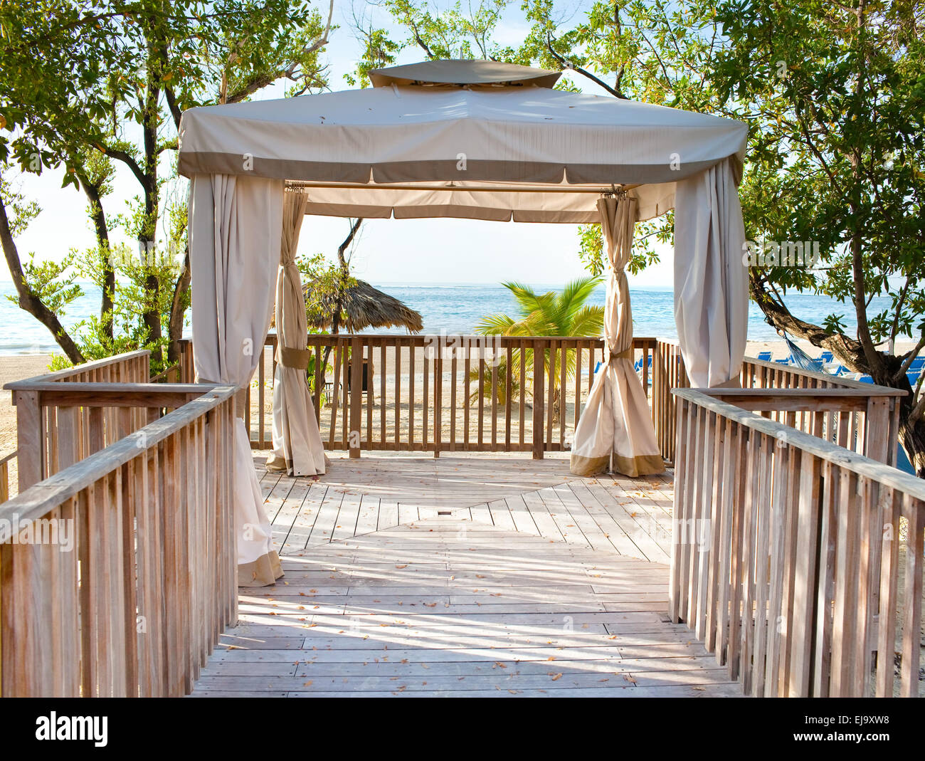 Pavilion in natural style on a beach Stock Photo - Alamy