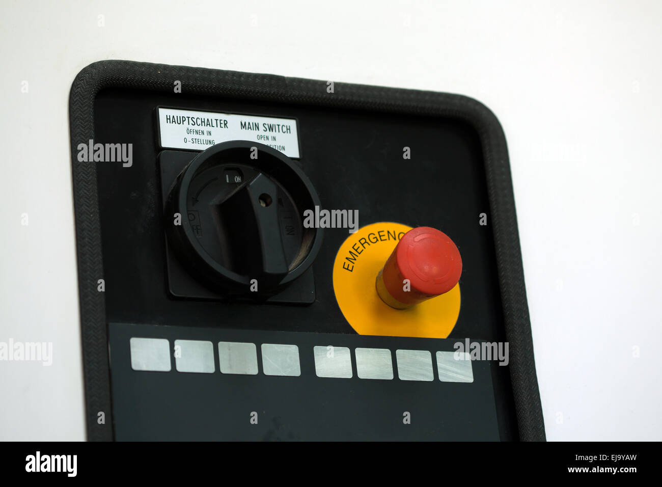 Emergency call button on control panel Stock Photo - Alamy
