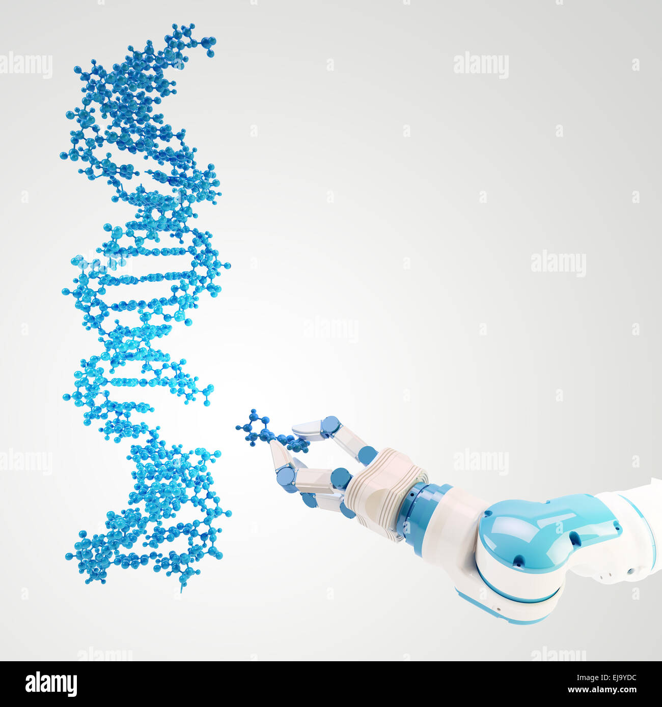 Robot arm manipulating the DNA molecule - automation in genetics Stock ...