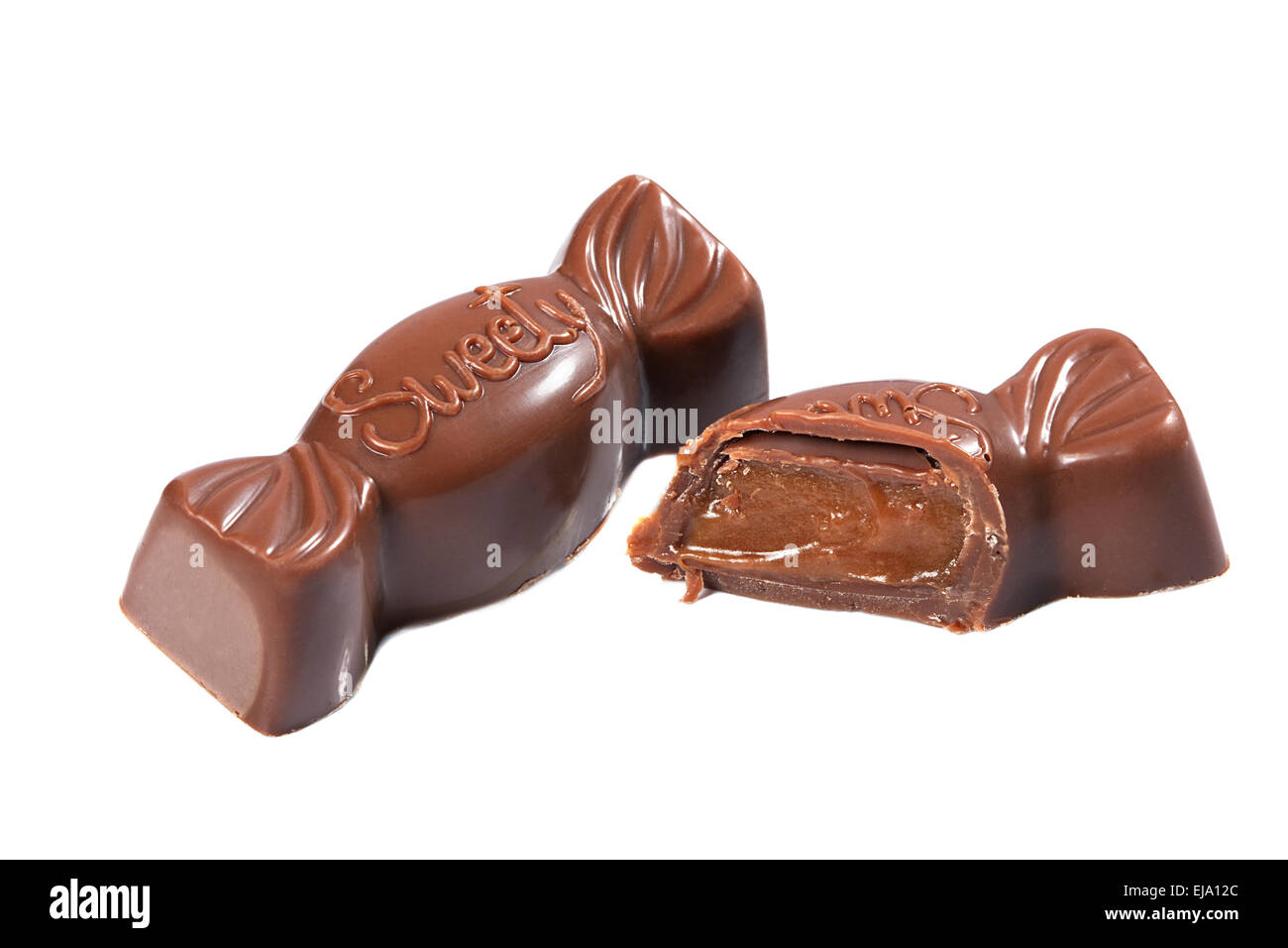 Chocolate candy with caramel filling Stock Photo - Alamy