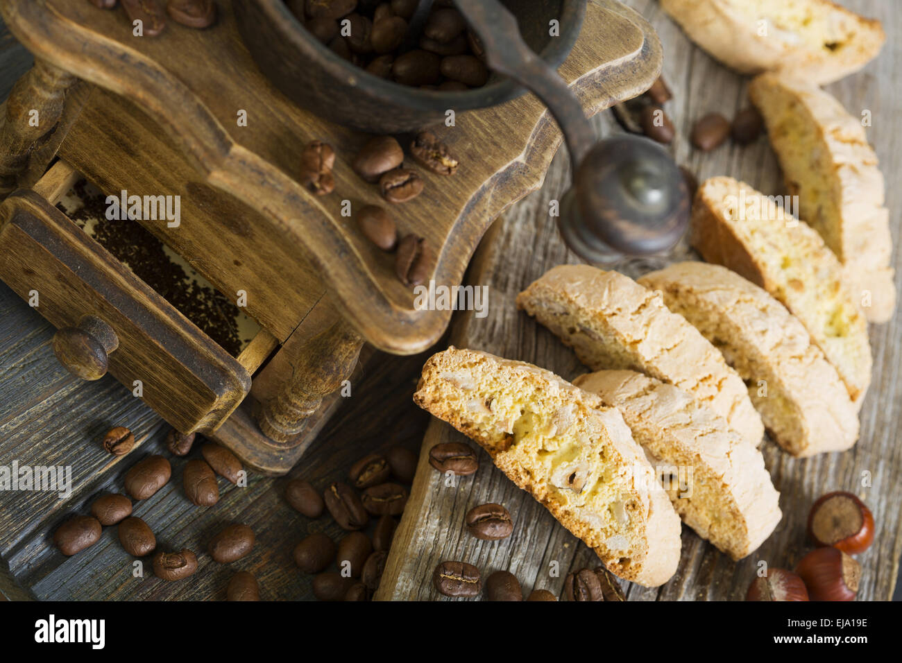 Coffee grinder and Italian cookies Stock Photo - Alamy