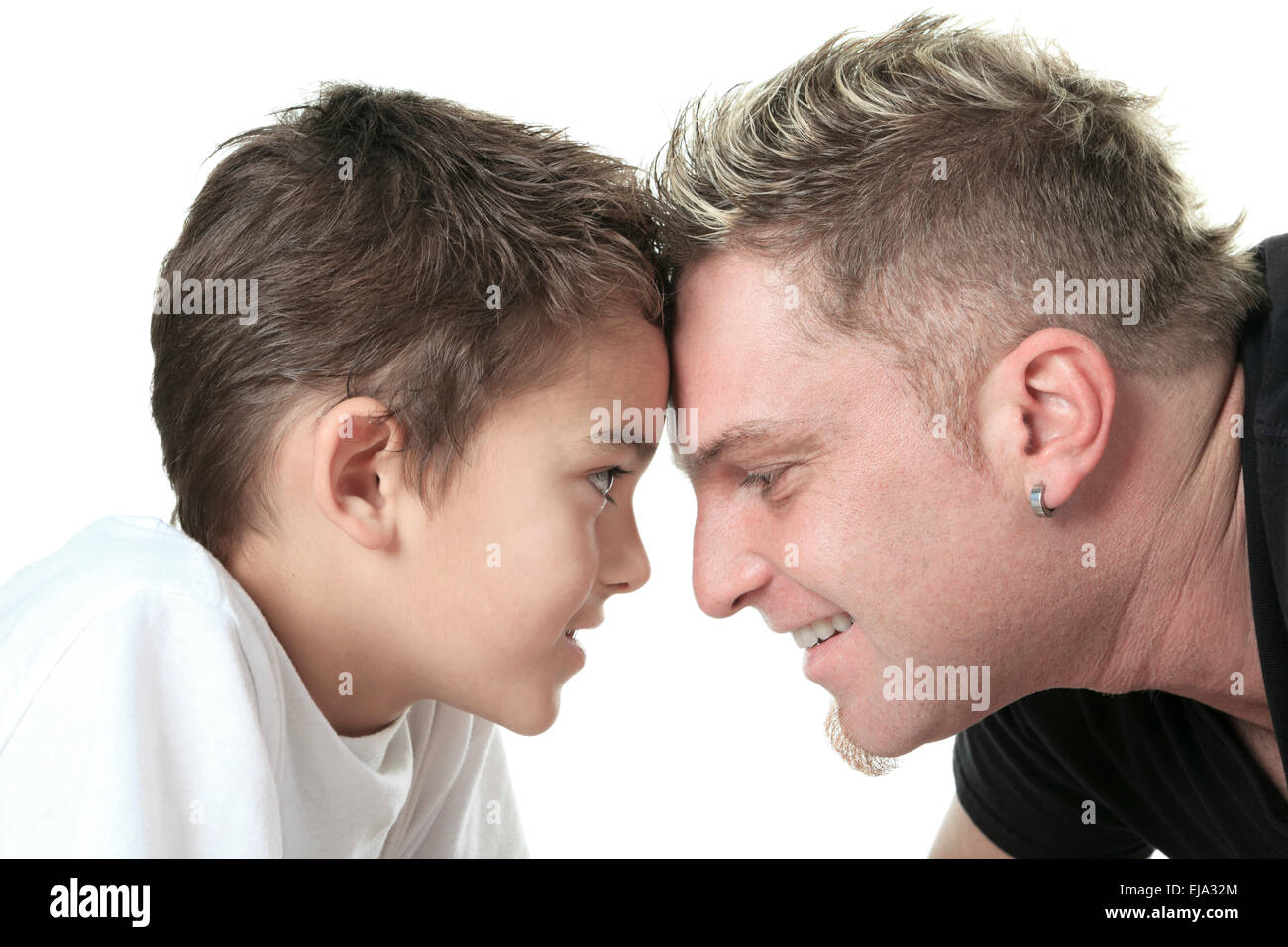 A Head to Head Father and Son Stock Photo - Alamy