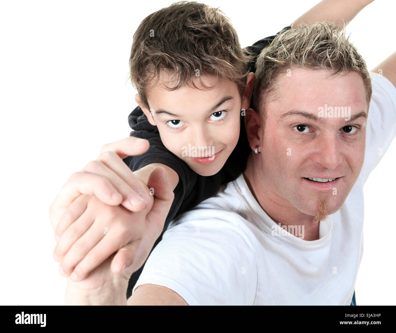 Fly High Father and Son in studio Stock Photo - Alamy