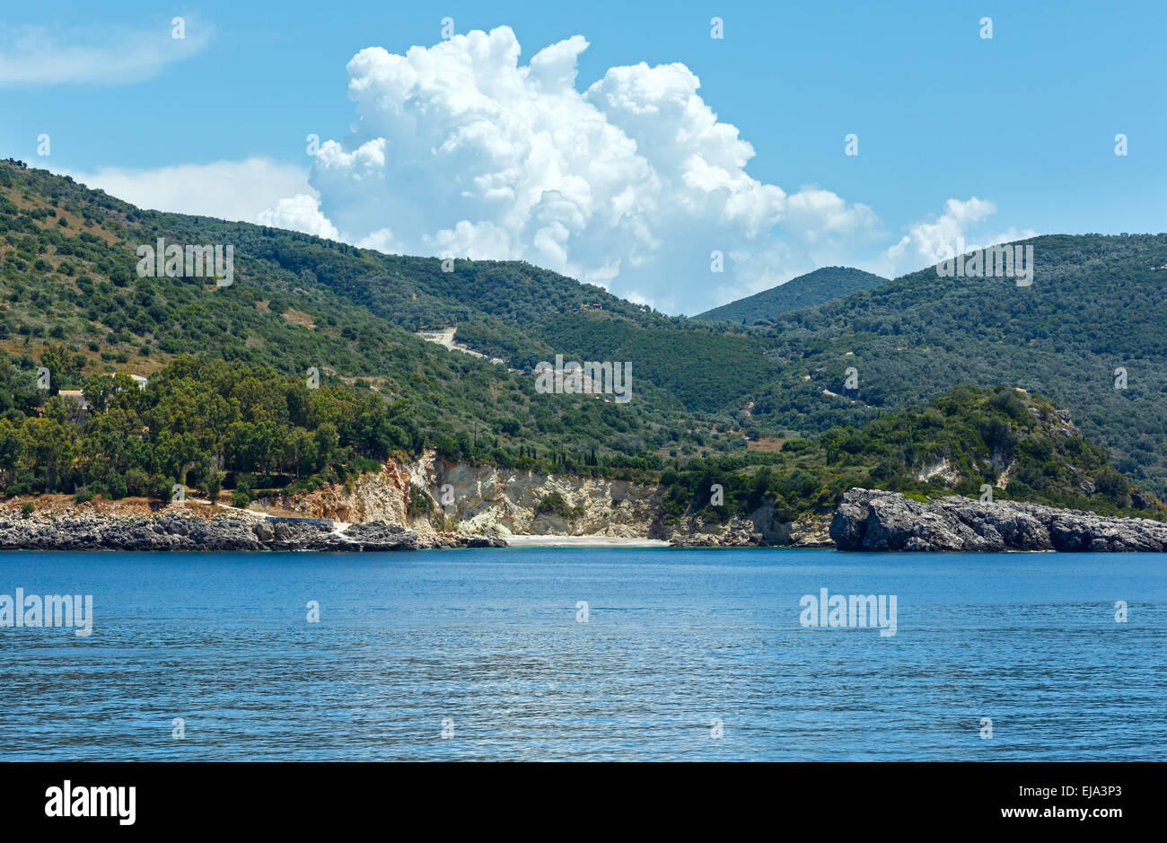 Sea summer coast view from ferry (Greece Stock Photo - Alamy