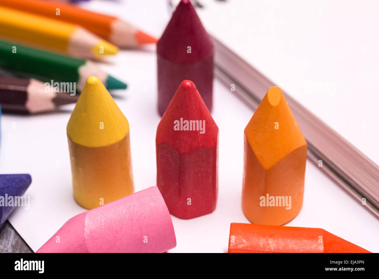 colorful crayons and pencils Stock Photo - Alamy