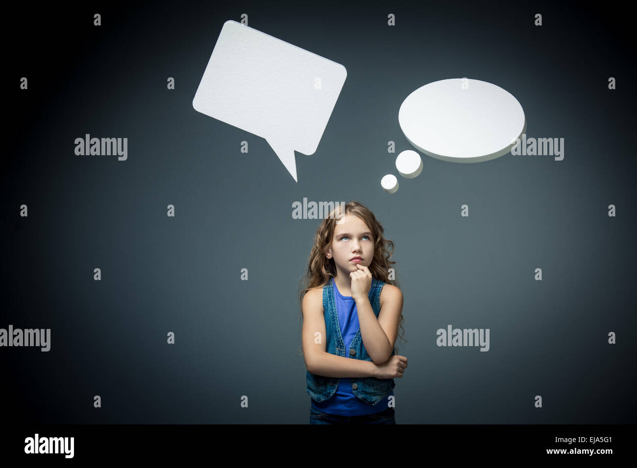 Person thinking with thought bubbles hi-res stock photography and ...