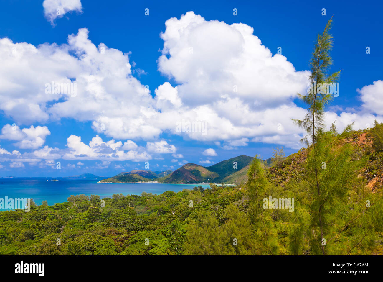 Landscape of island Praslin - Seychelles Stock Photo - Alamy