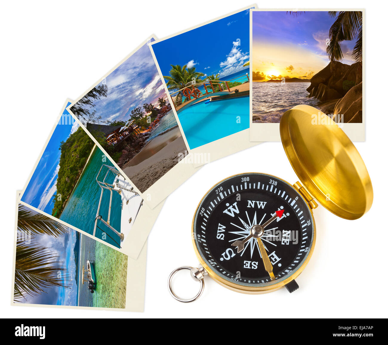 Summer beach shots and compass Stock Photo - Alamy