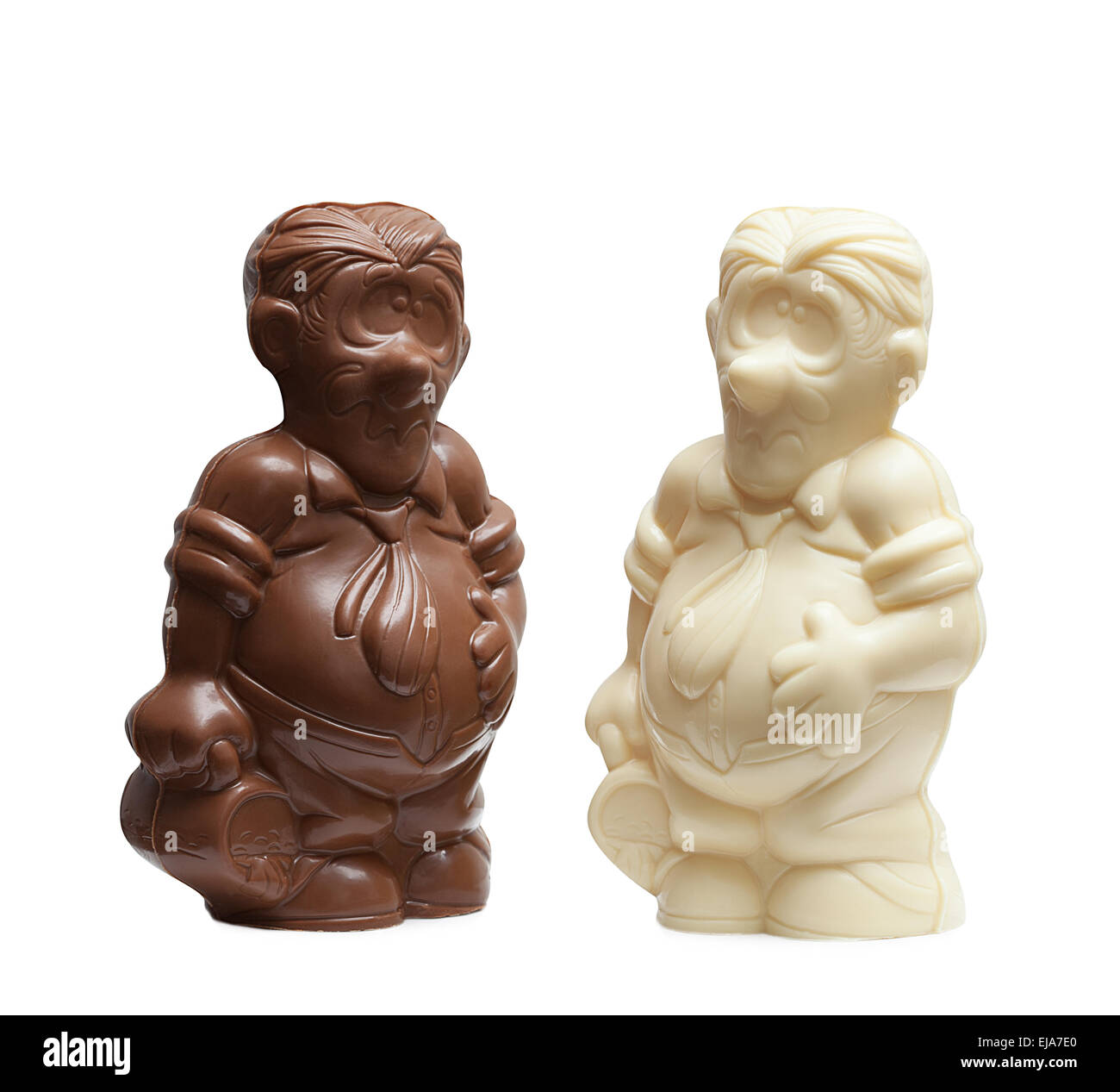 Funny chocolate figures of potbellied men Stock Photo - Alamy