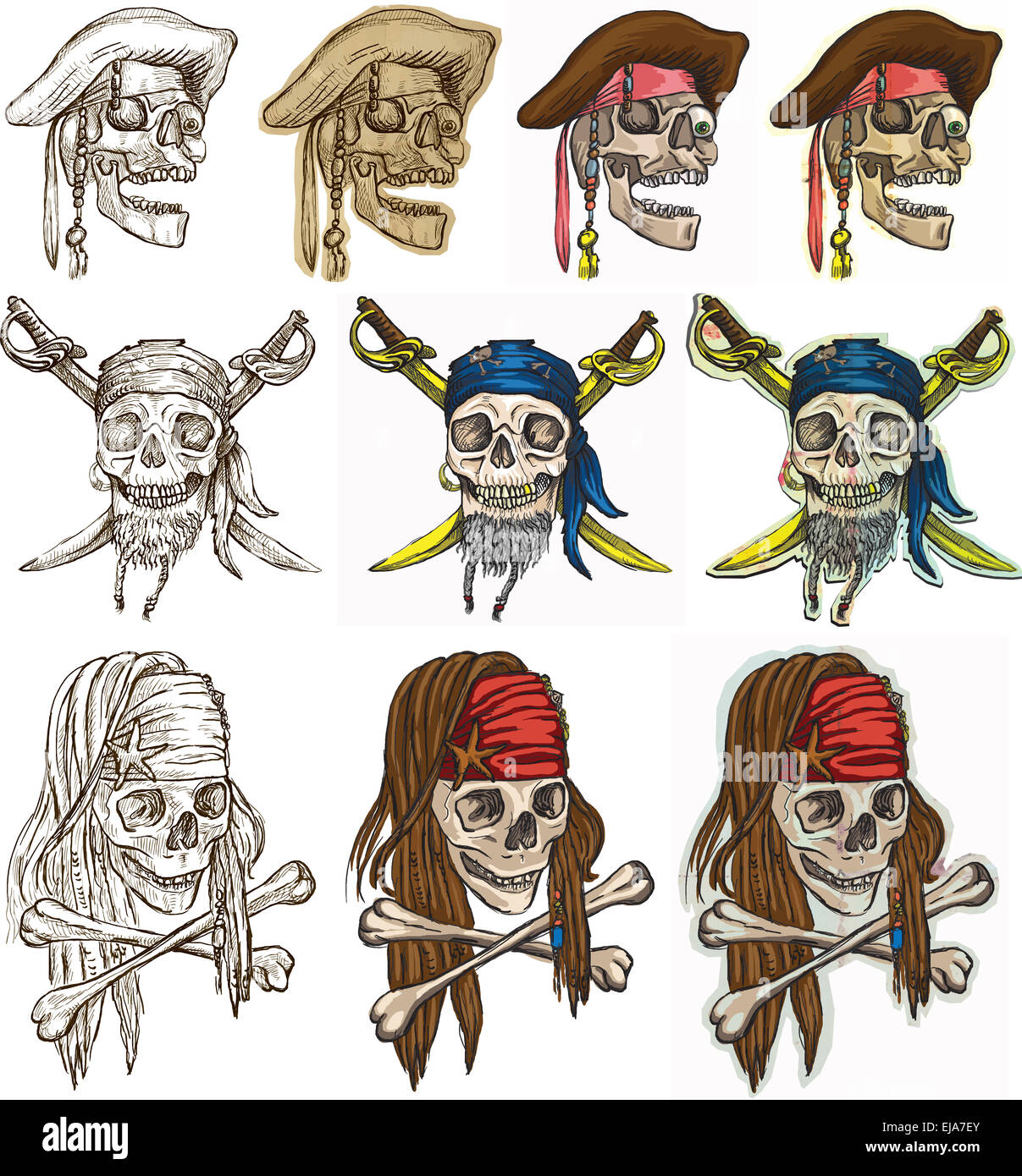 An hand drawn vector pack. Topic: PIRATES - Pirate Skulls. Description ...