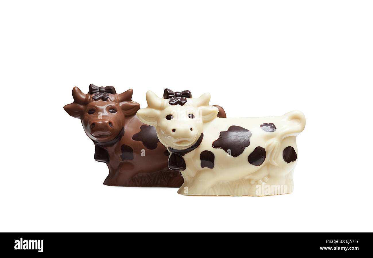 Image of appetizing chocolate cows, close-up Stock Photo - Alamy