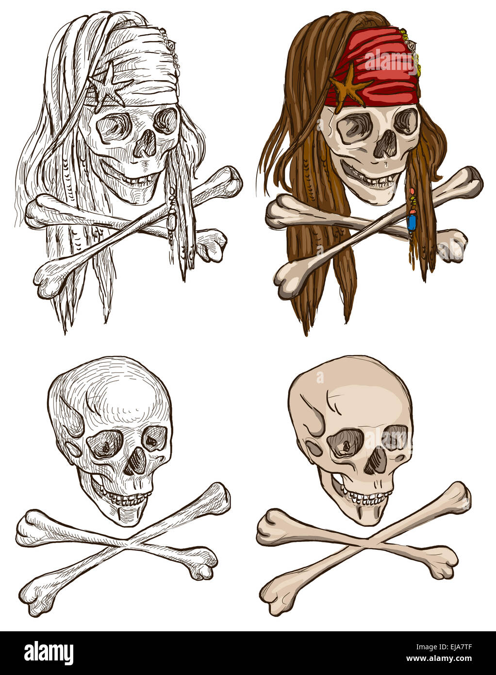 Pirates, Skulls - Collection (colored and line art pack no.2) of an ...