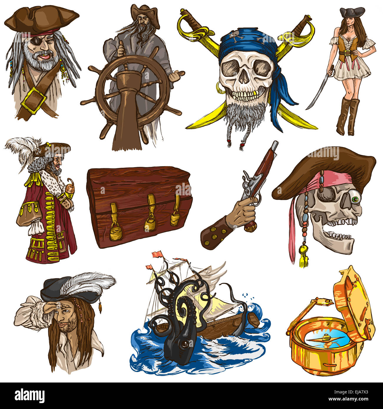 Pirates, Buccaneers and Sailors - Collection (colored pack no.1) of an ...