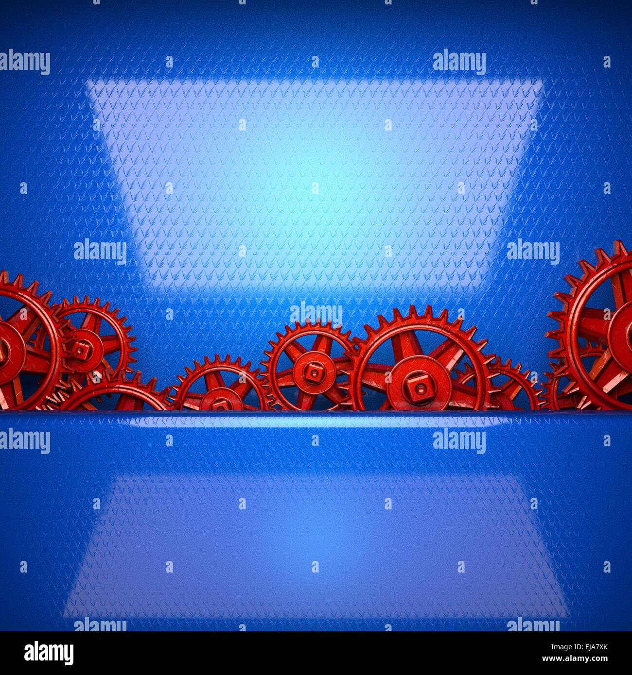 blue metal background with red cogwheel gears Stock Photo - Alamy
