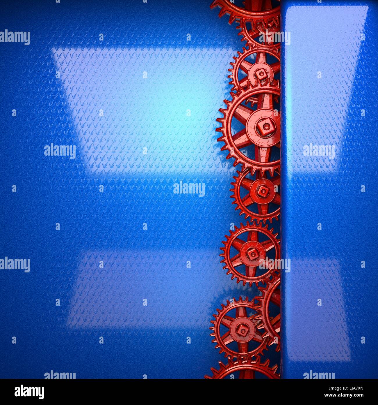 blue metal background with red cogwheel gears Stock Photo - Alamy