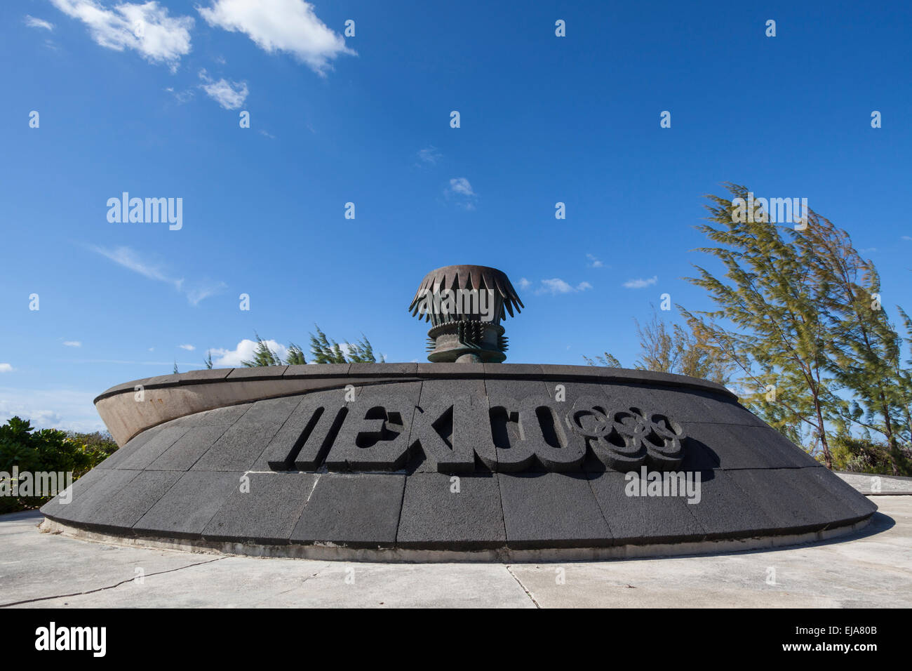 Monument to Mexico Olympics San Salvador Island Bahamas sea beach sun ...