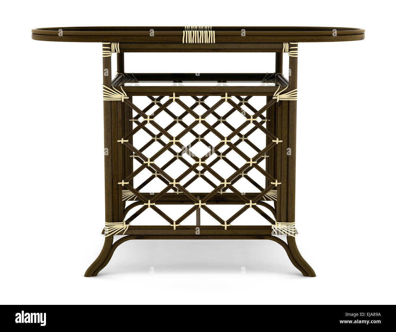 brown rattan table isolated on white background Stock Photo - Alamy