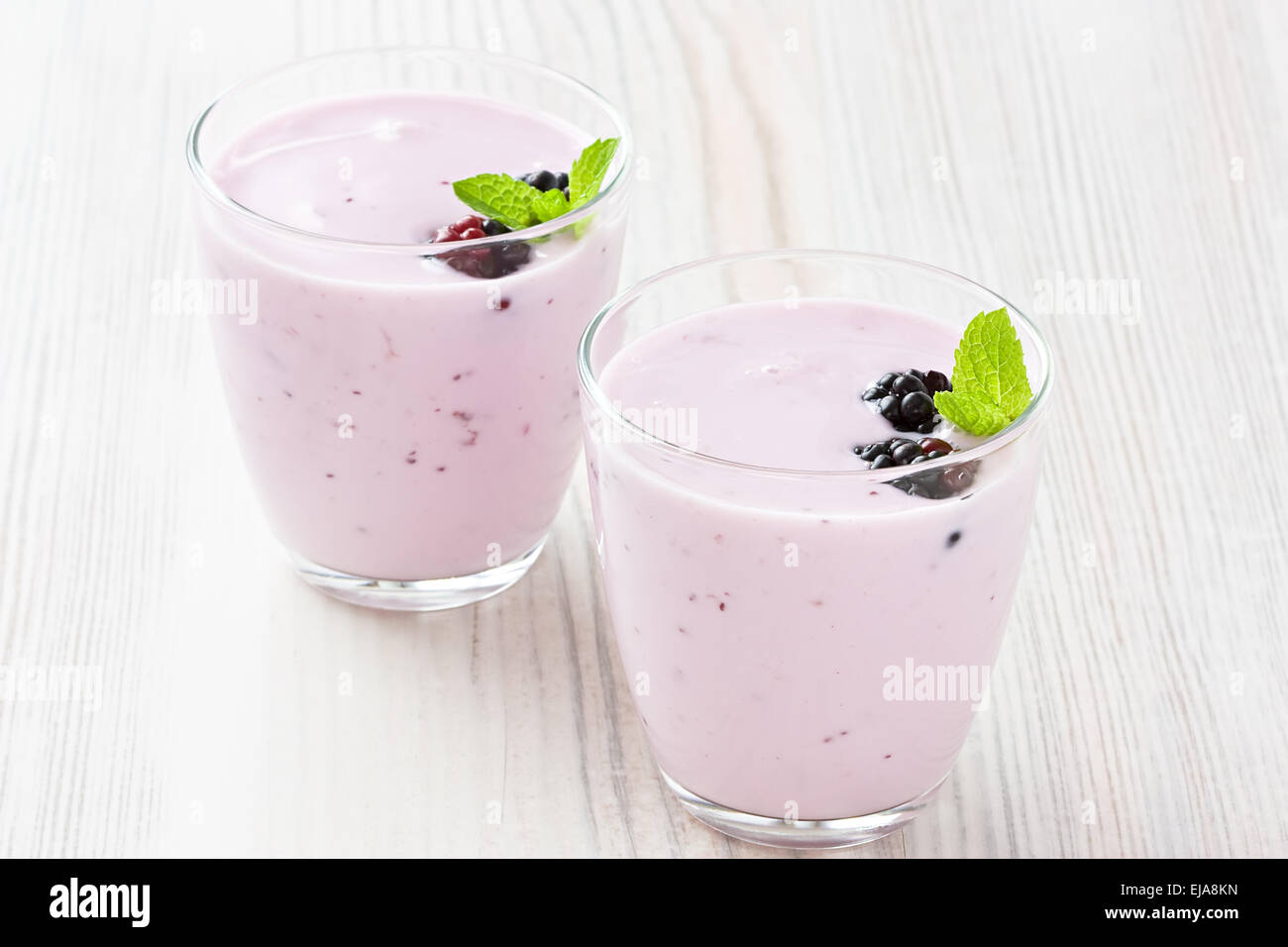 Yogurt with sweet dewberry Stock Photo - Alamy