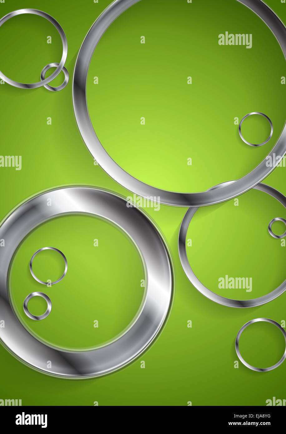 Bright green backdrop with metallic circles Stock Photo - Alamy