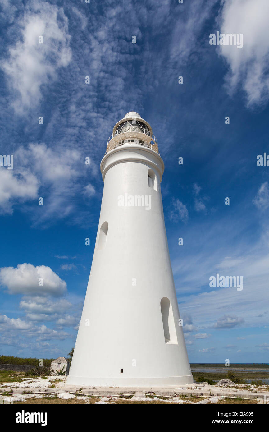 white Lighthouse San Salvador Island Bahamas sea beach sun warm south ...