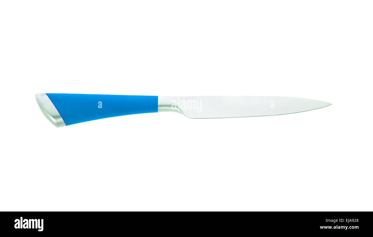 Blue Steel Kitchen Knife. Isolated on White Background Stock Photo - Alamy