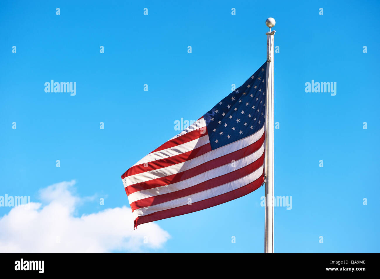 US American flag waving in the wind Stock Photo - Alamy