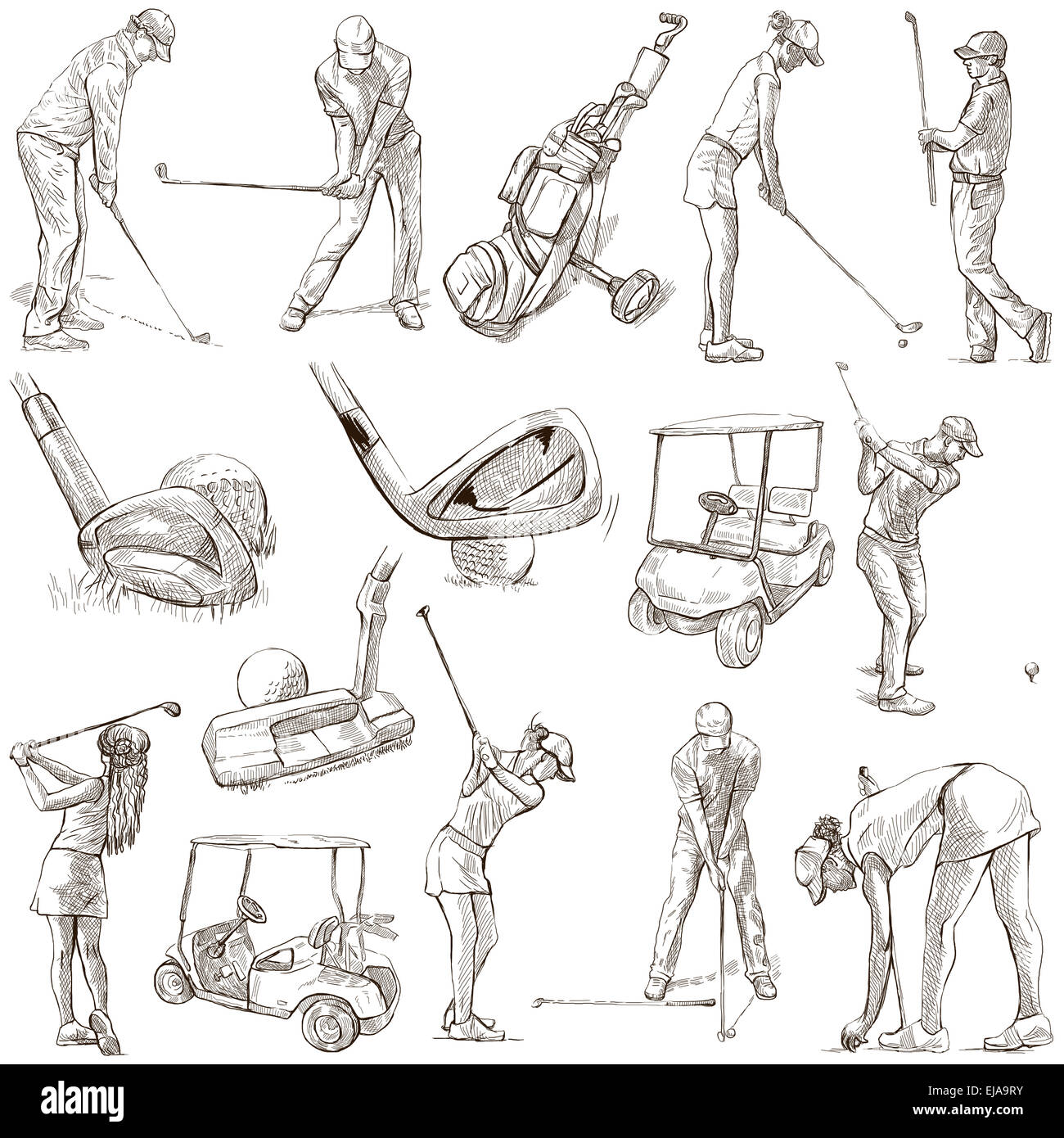 Vintage drawn illustrations golf hi-res stock photography and images ...