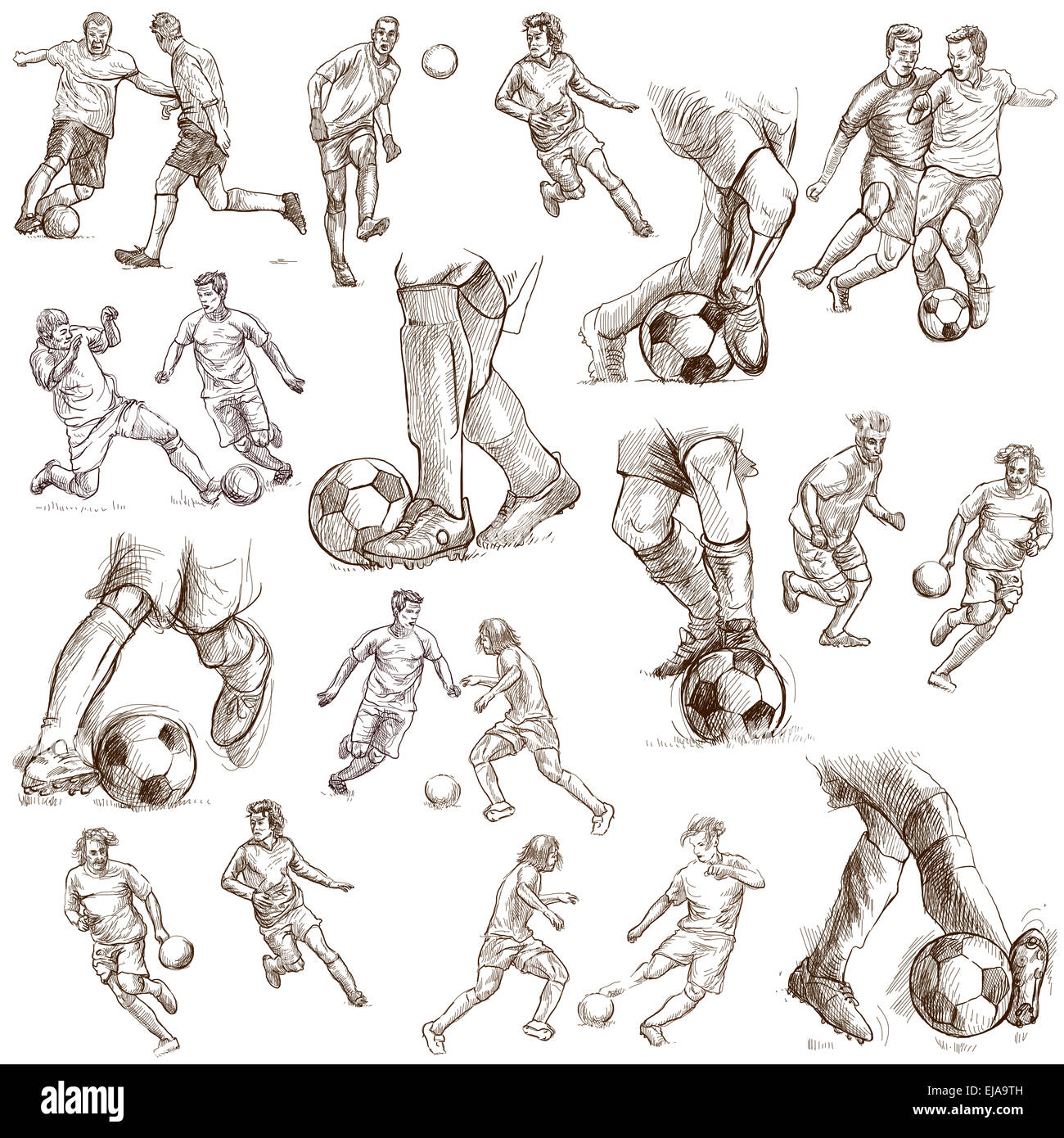 FOOTBALL, soccer - Collection of an hand drawn illustrations ...