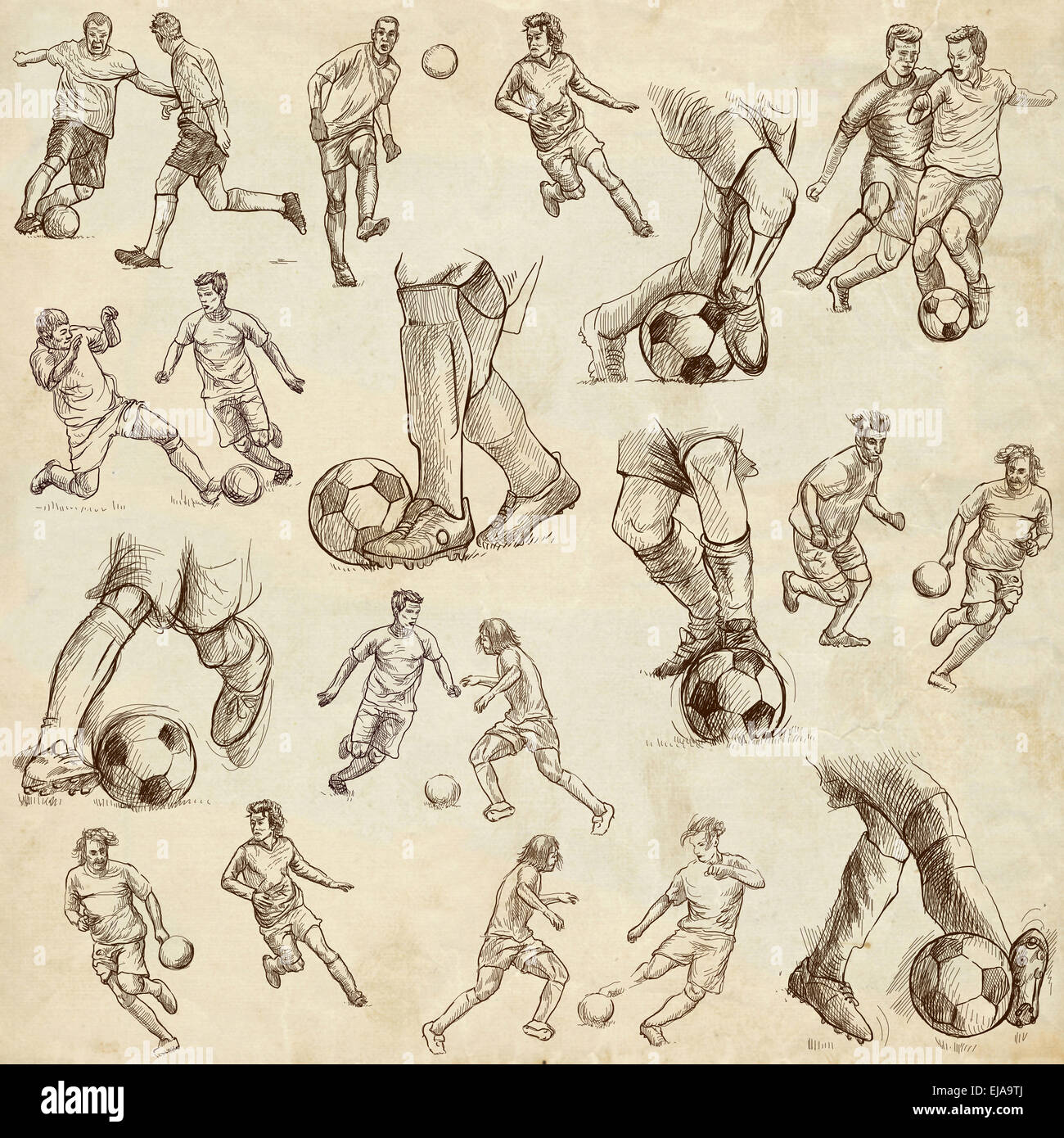 FOOTBALL, soccer - Collection of an hand drawn illustrations ...