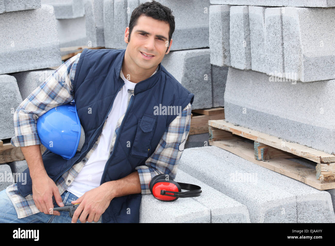 Confident construction worker Stock Photo - Alamy