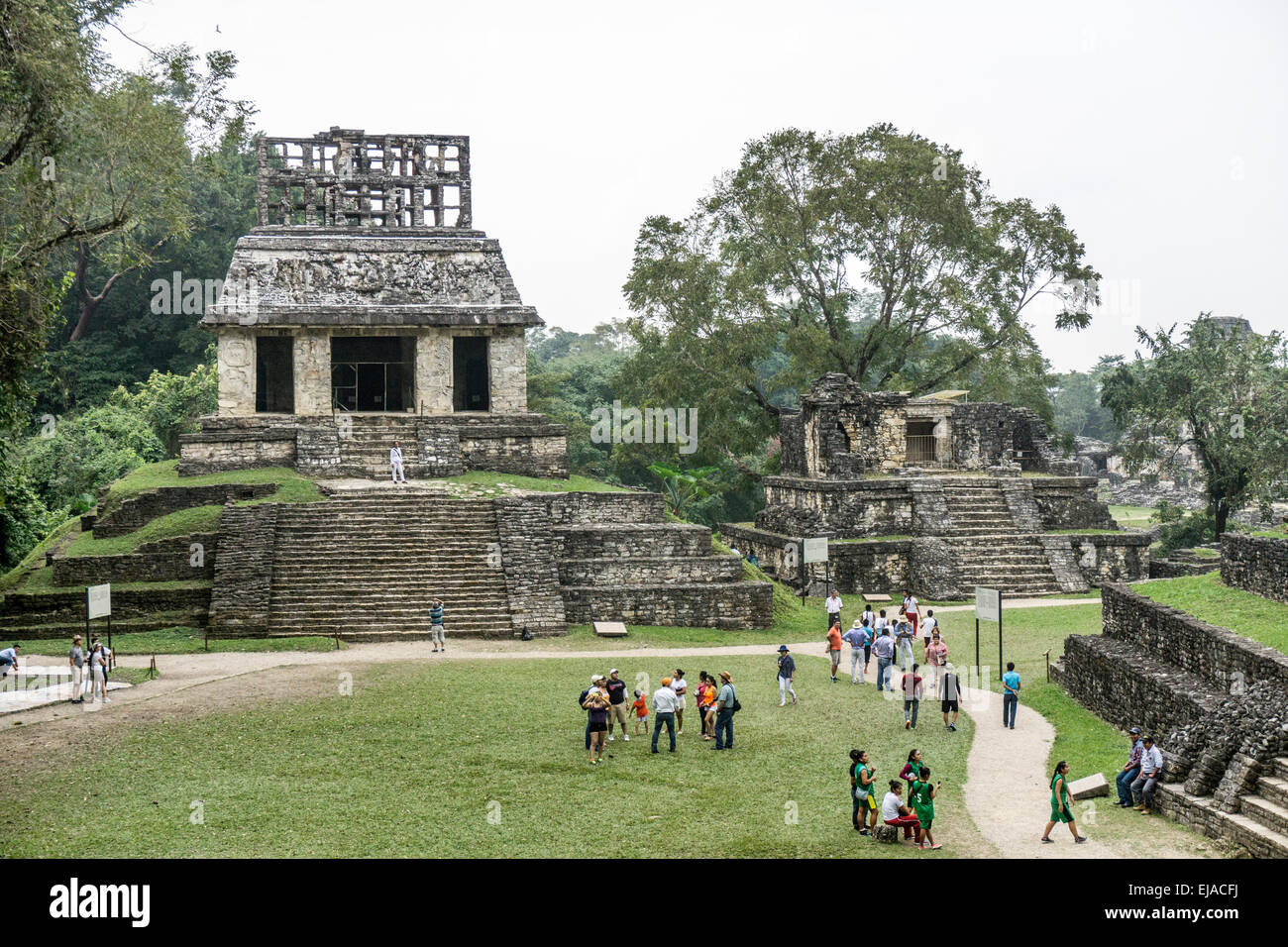 Temple of the Sun at left with well preserved roof comb next to Temple ...