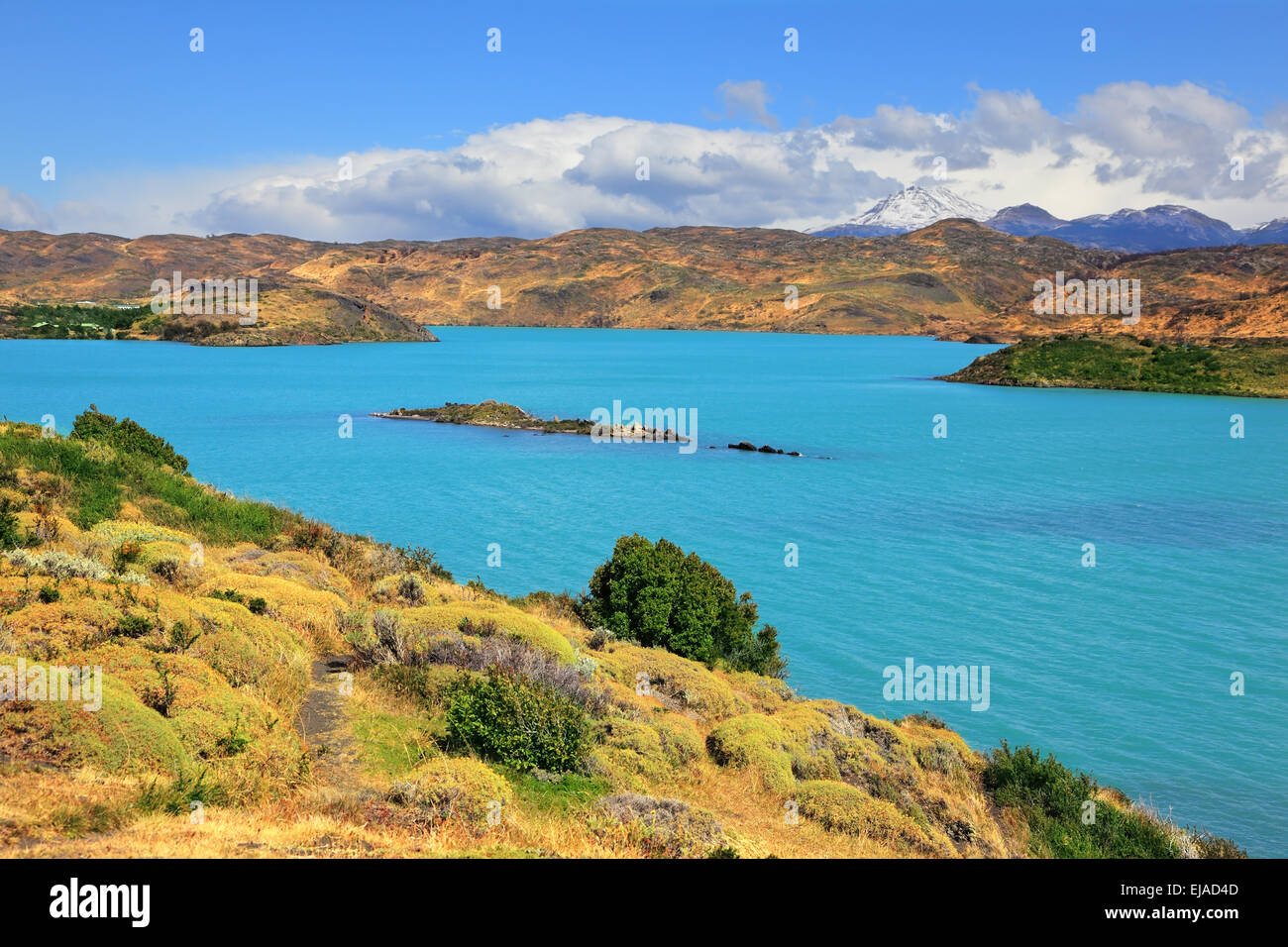 Azure water of Lake Pehoe Stock Photo - Alamy