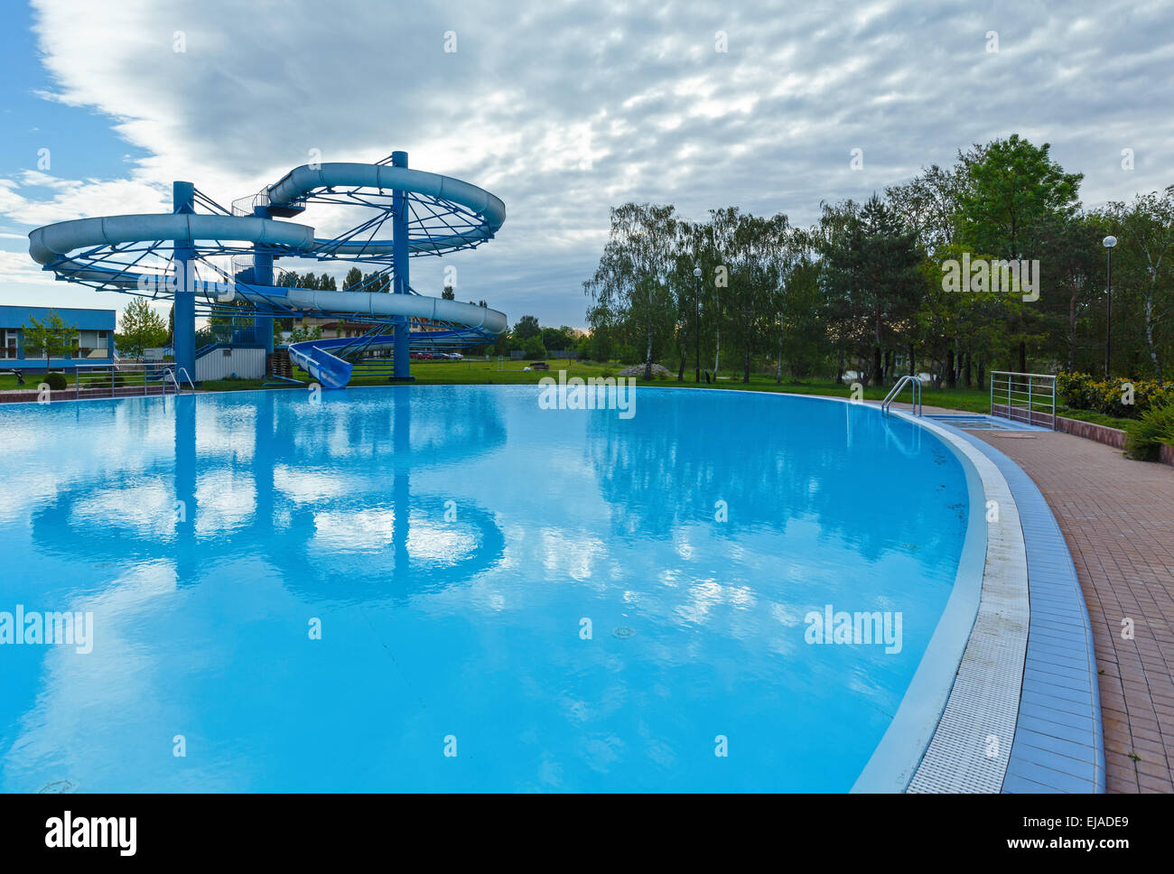 Outdoor swimming pool view Stock Photo - Alamy