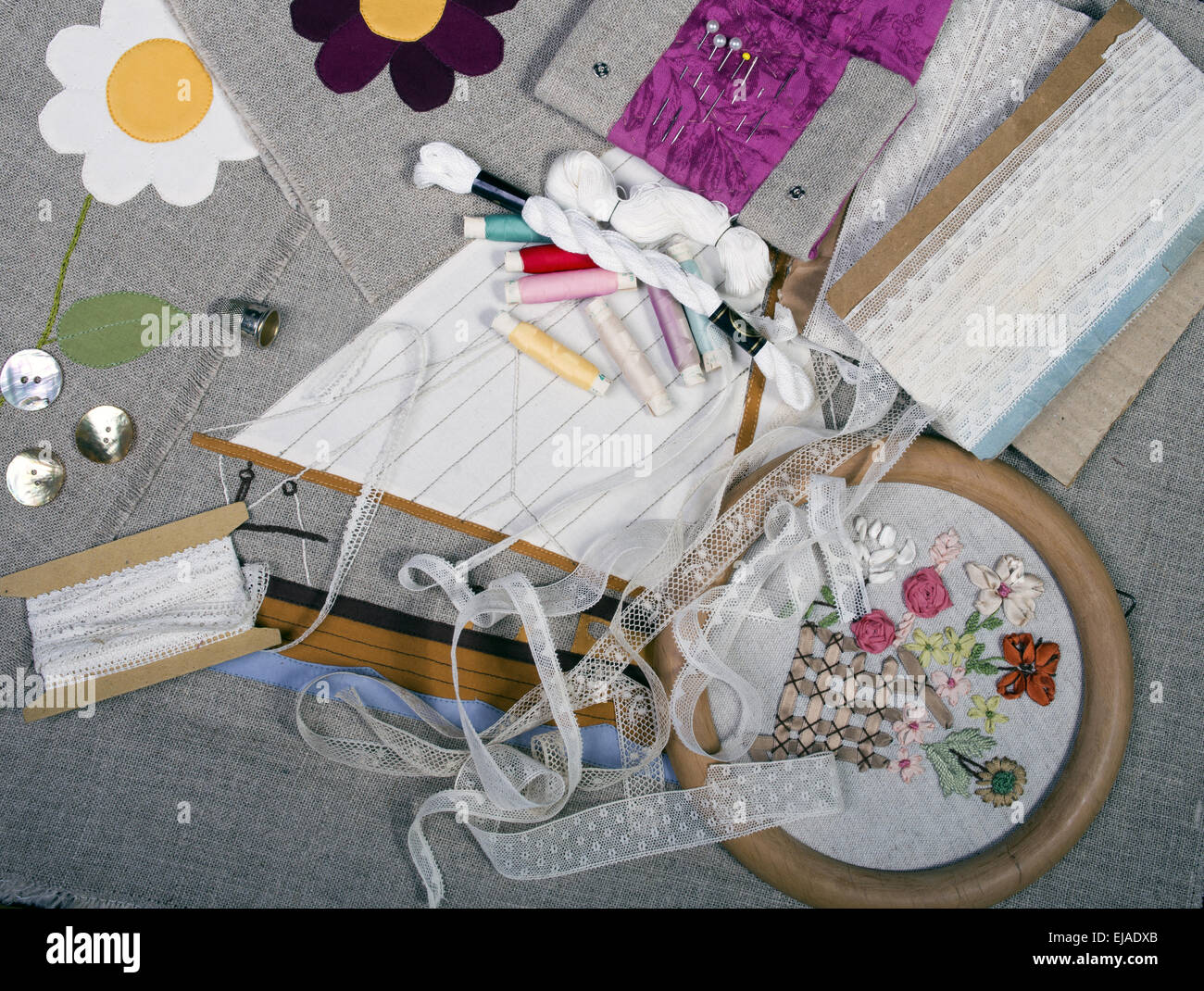 multiple items for sewing and embroidery Stock Photo - Alamy