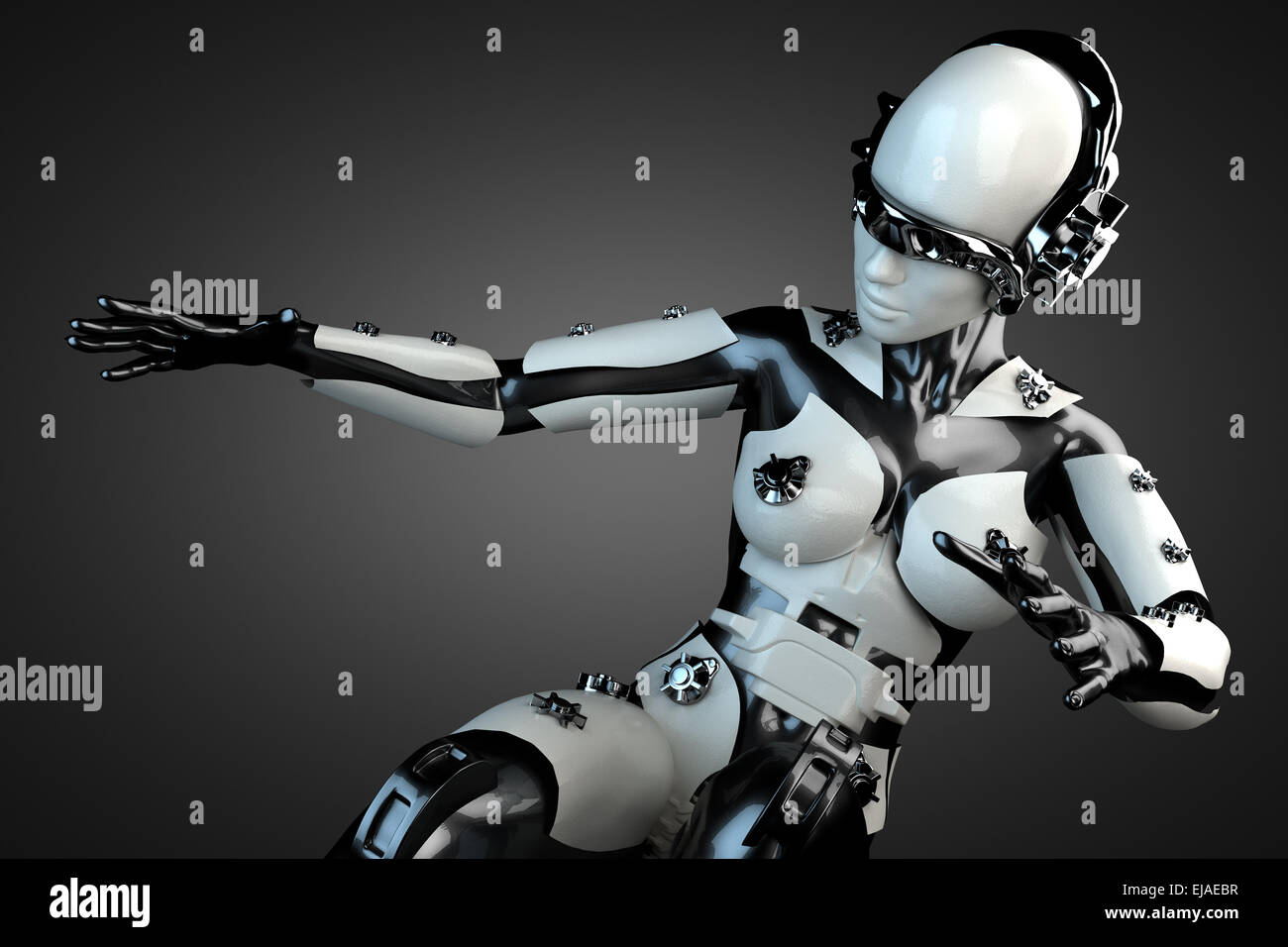 woman robot of steel and white plastic Stock Photo - Alamy