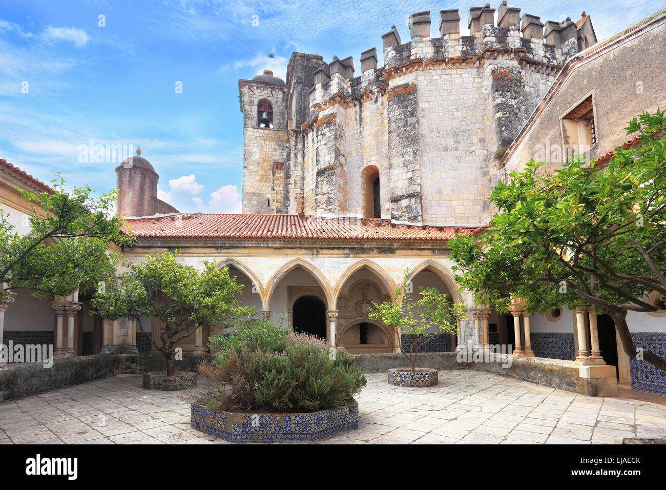 Cozy internal court yard with gallery Stock Photo - Alamy