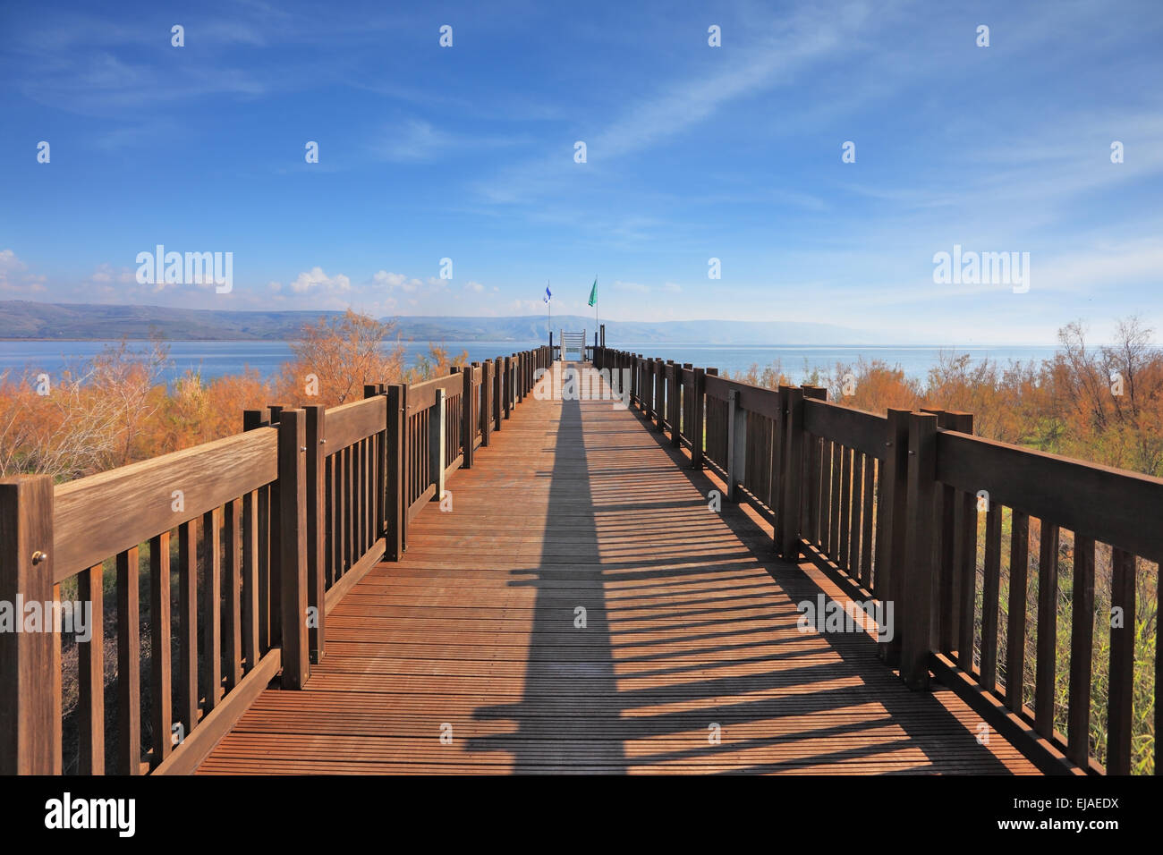 The long wooden pier Stock Photo - Alamy