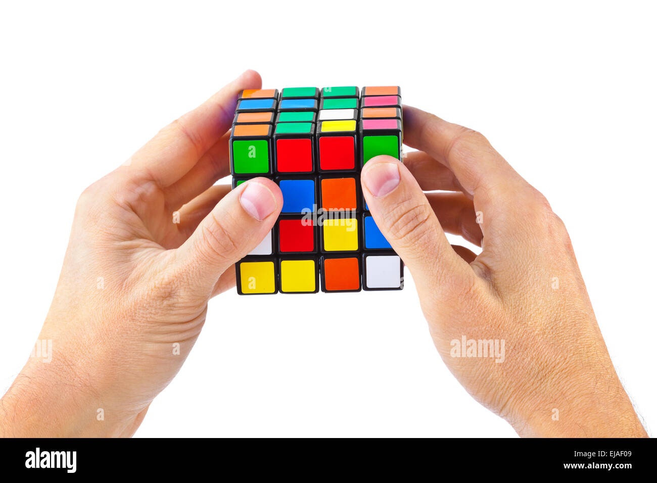 Rubik cube in hands hi-res stock photography and images - Alamy
