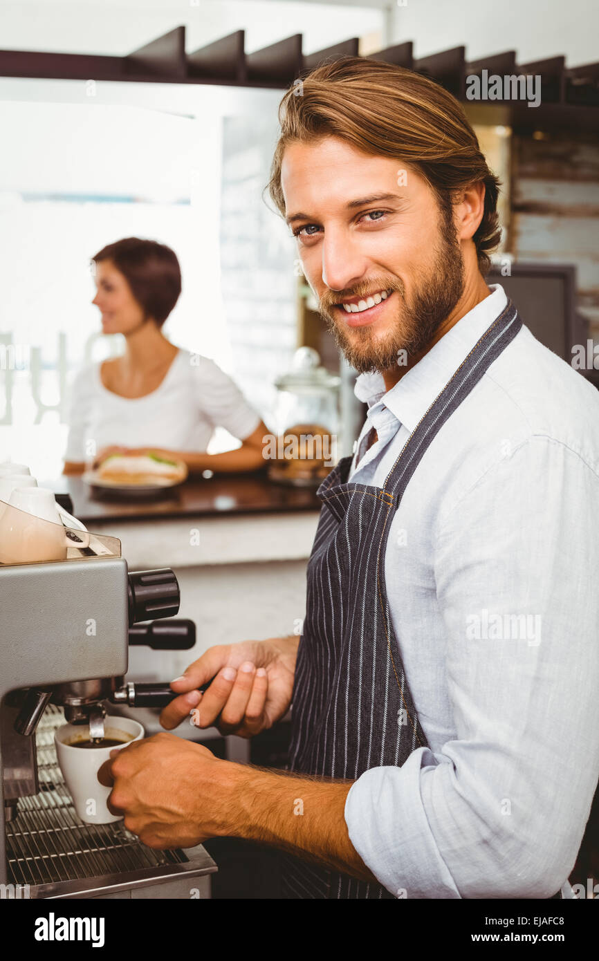Barista espresso machine making man employee worker working hi-res ...
