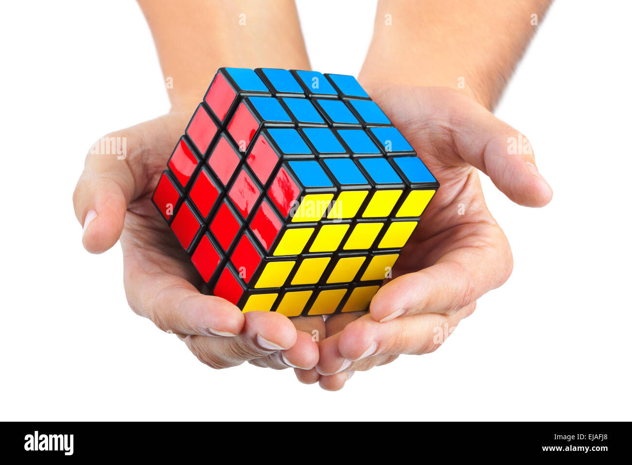 Rubik cube in hands hi-res stock photography and images - Alamy