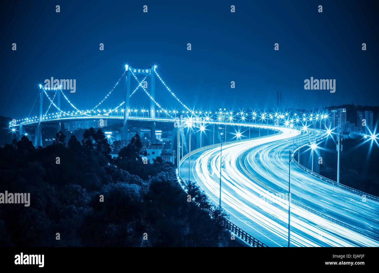 Beautiful bridge night modern hi-res stock photography and images - Alamy