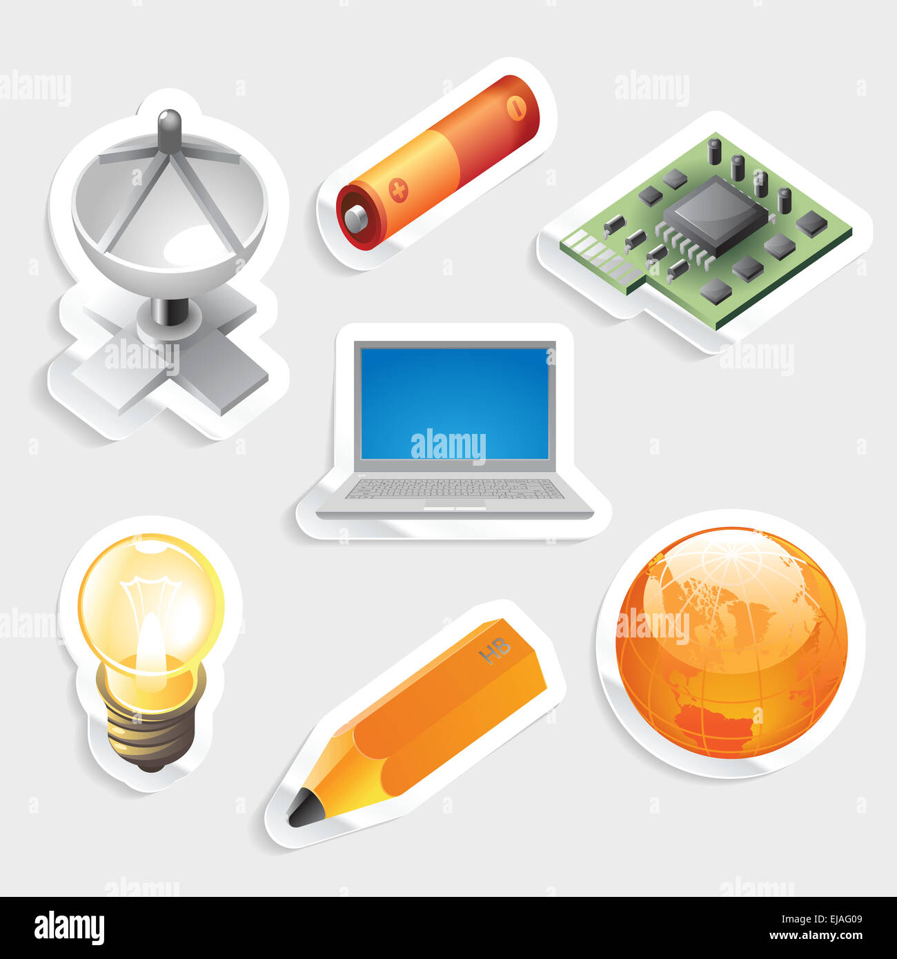 Sticker icon set for industry and technology Stock Photo - Alamy