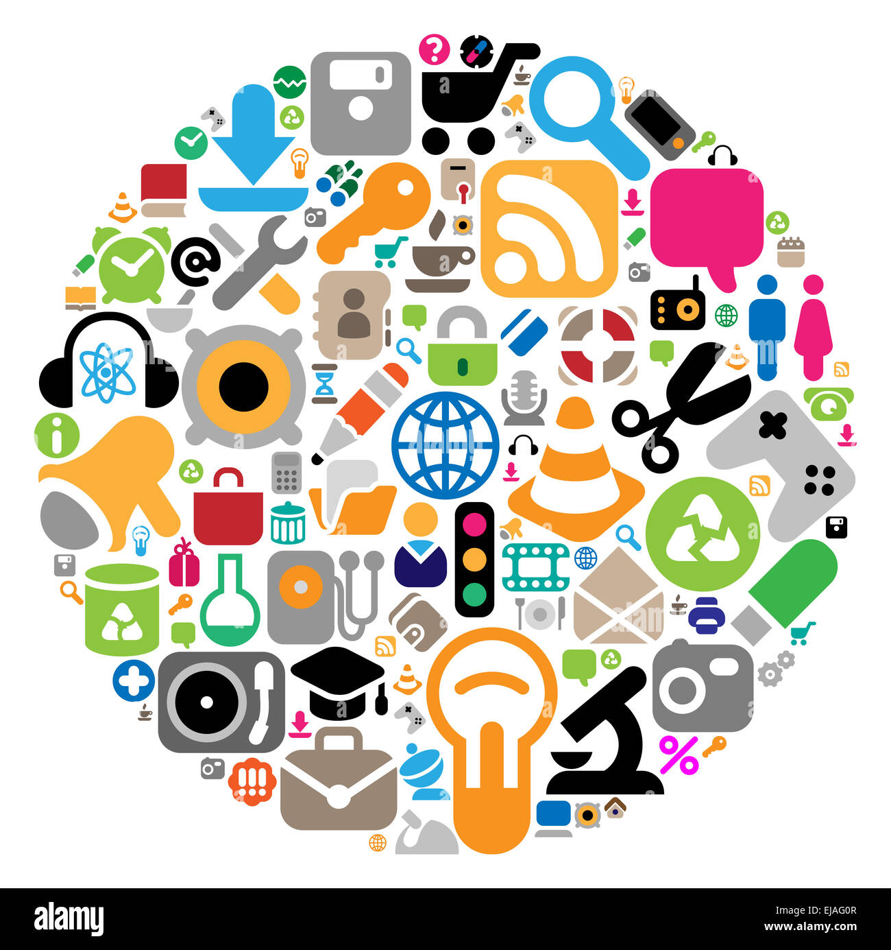 Icon set in circle Stock Photo - Alamy