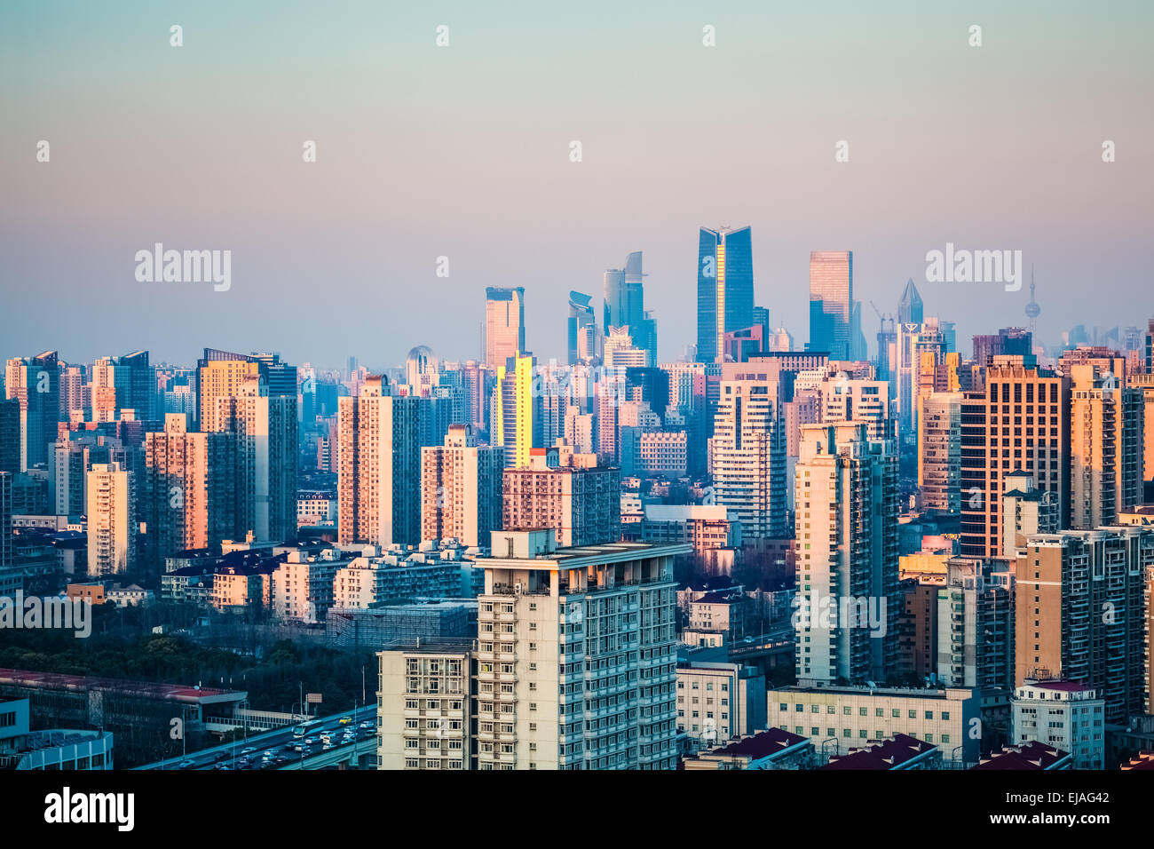 shanghai urban forest buildings at dusk Stock Photo - Alamy